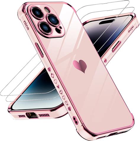 LeYi Funda Para IPhone 14 Pro MAX Silicona Carcasa Con 2pcs Cristal