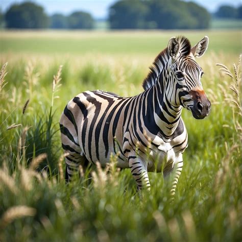 Premium Photo Photo A Beautiful Zebra In Grass Field Ai Generated