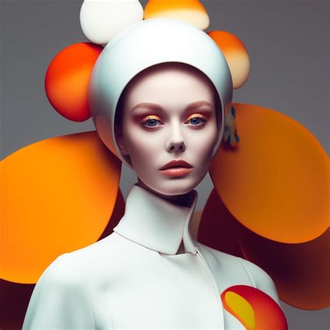 Premium Ai Image A Woman With A White Hat And A Red And Yellow Circle