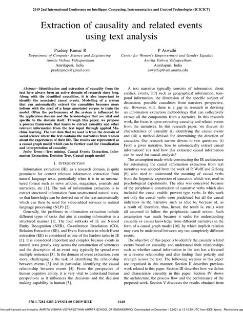 Pdf Extraction Of Causality And Related Events Using Text Analysis