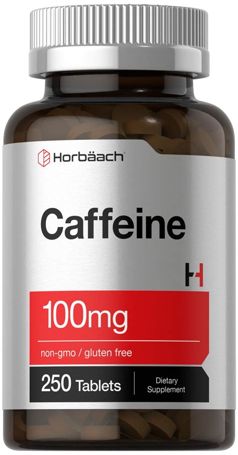 Horbäach Caffeine Pills 100mg 250 Tablets Vegetarian