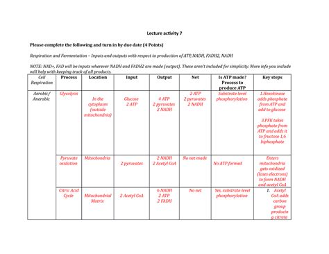 lecture activity 7 cell respiration lecture activity 7 please complete the following and turn