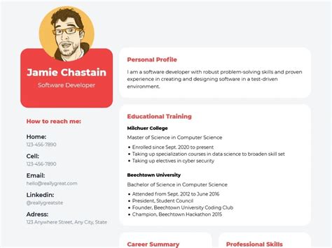 CV Resume HTML Template Responsive In Tailwind CSS Upwork