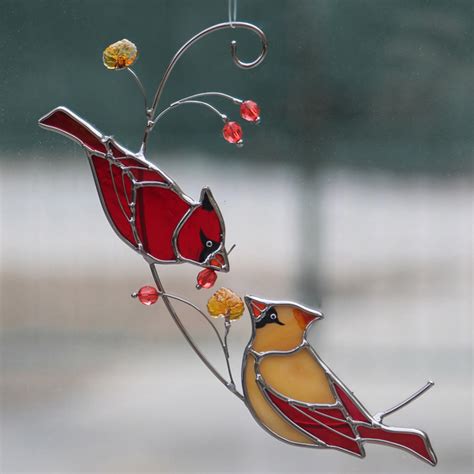 Cardinal Bird Stained Glass Patterns Red Cardinal Stained Glass