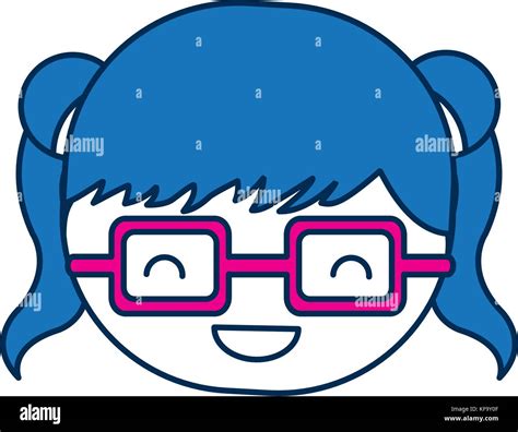 Cartoon Mädchen Mit Brille Symbol Auf Weißem Hintergrund Vector