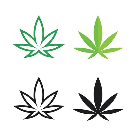 Logo De Cannabis Y Vector De Icono De Hoja De Marihuana Vector Premium