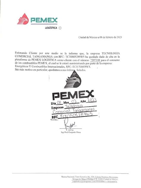 Carta Pemex Tct0805289w5 Pdf