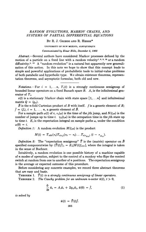 pdf random evolutions markov chains and systems of partial