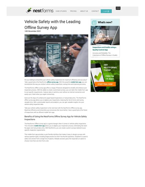 Vehicle Safety With The Leading Offline Survey App By Nestforms Issuu