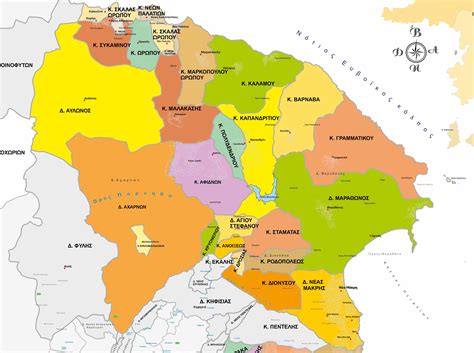 Mapshop Gr Χάρτης Περιφέρειας Ανατολικής Αττικής Καποδιστριακοί Δήμοι