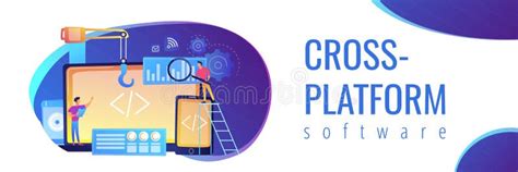 Cross Platform Development Concept Banner Header Stock Vector Illustration Of Bright Palette