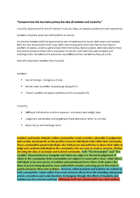 Isolation And Insularity Planning And Introduction “compare How The