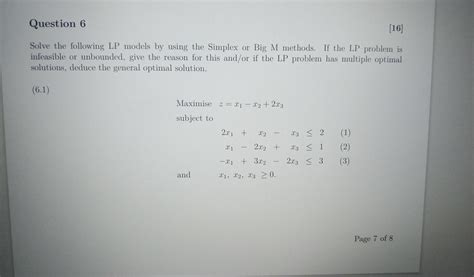 Solved Solve The Following Lp Models By Using The Simplex Or Chegg