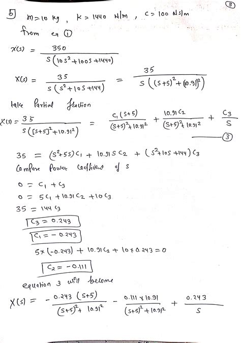 [solved] using laplace transforms and the idea of a transfer function