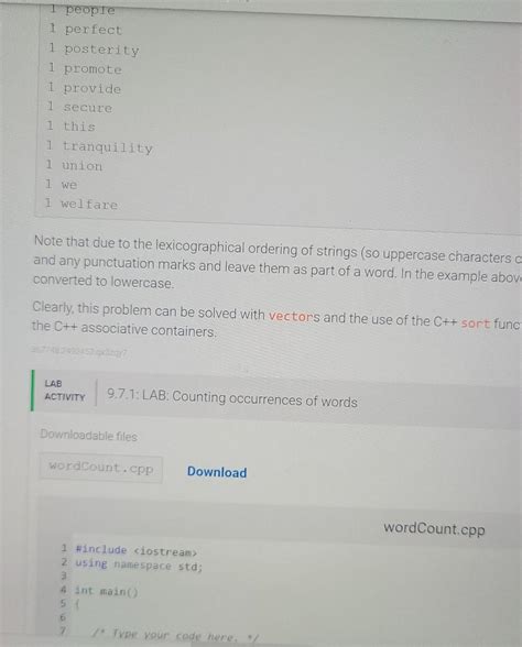 Solved 97 Lab Counting Occurrences Of Words Specifications