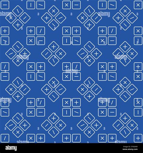 Basic Maths Signs Vector Concept Blue Thin Line Seamless Pattern Stock