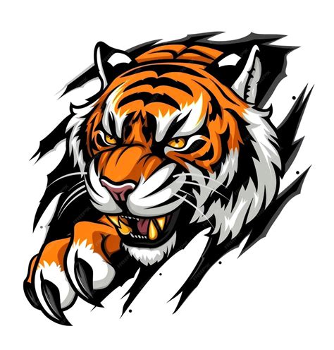 Vector Art Tiger Ripping Through Shirt Premium Ai Generated Image