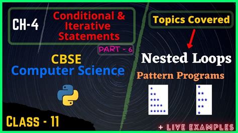 46 Conditional And Iterative Statements Nested Loops In Python Pattern Programs In Python