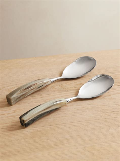 Brunello Cucinelli 스테인리스 스틸 혼 서빙 스푼 세트 페칭