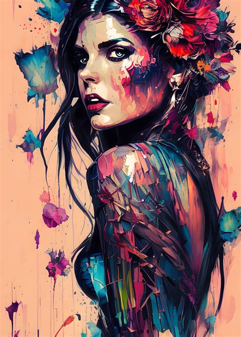 Goth Flower Girl Poster Picture Metal Print Paint By Rashid Displate