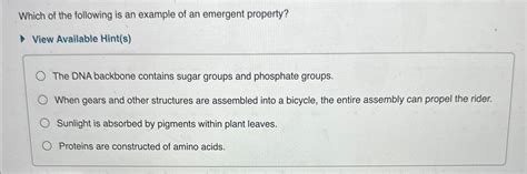 Solved Which Of The Following Is An Example Of An Emergent