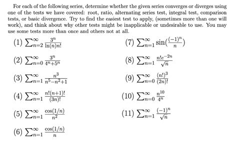 solved for each of the following series determine whether