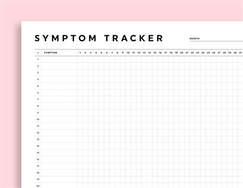 Symptom Tracker Template Monthly Symptom Tracker Printable Etsy
