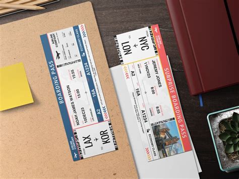 Editable Boarding Pass Template Surprise Trip Airplane Ticket
