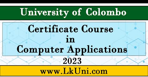 Certificate Course In Computer Applications 2023 University Of Colombo
