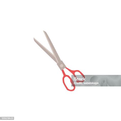 빨간색 핸들이있는 고립 된 금속 가위 흰색 배경에 평평한 벡터 그림 가위에 대한 스톡 벡터 아트 및 기타 이미지 가위 강철