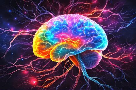 мозг человека с электрической активностью цветные нейроны светящиеся на