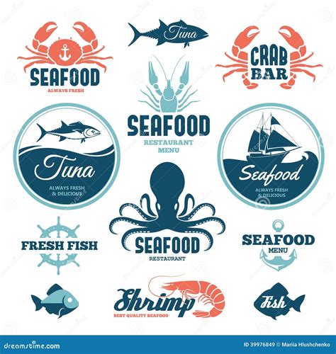 Seafood Labels Stock Vector Illustration Of Seafood 39976849