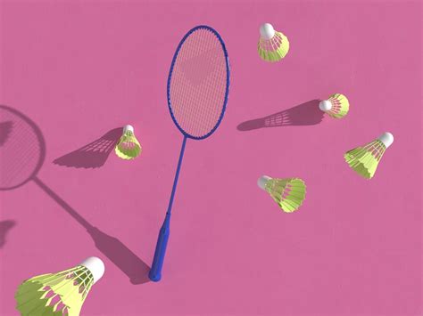 A Badminton Racket And Several Badminton Balls On A Pink Background Photo Free Racket Image On