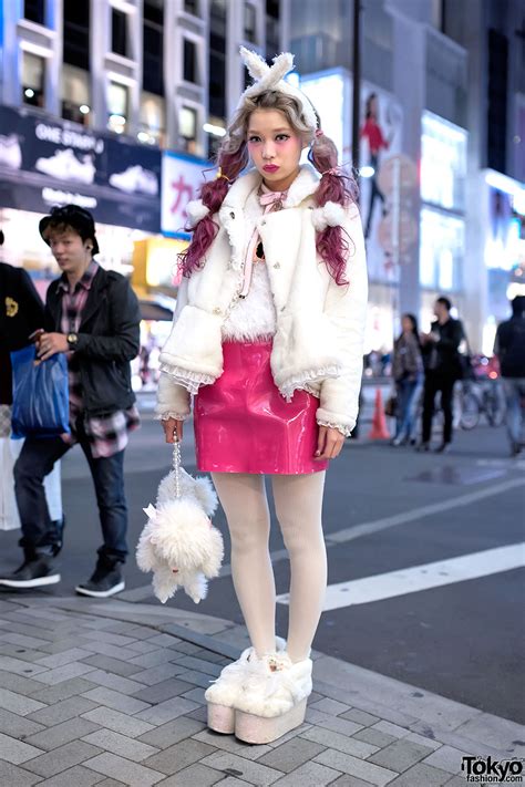 Swankiss Producers Pink Twin Tails Furry Jacket Vinyl Skirt And Poodle