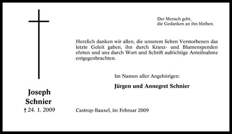 Traueranzeigen Von Joseph Schnier Trauer In Nrw De