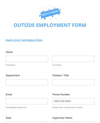Outside Employment Form Template Jotform
