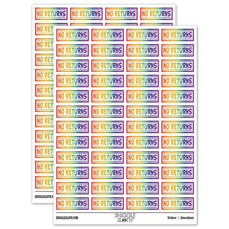 No Returns Reversed Sticker Set Rainbow Gloss Finish Mini Walmart