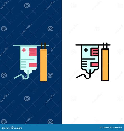 Drip Hospital Medical Treatment Icons Flat And Line Filled Icon Set