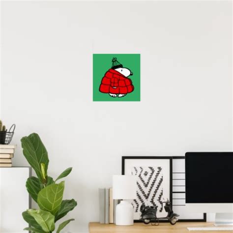 Peanuts Snoopy Red Puffer Jacket Poster Zazzle