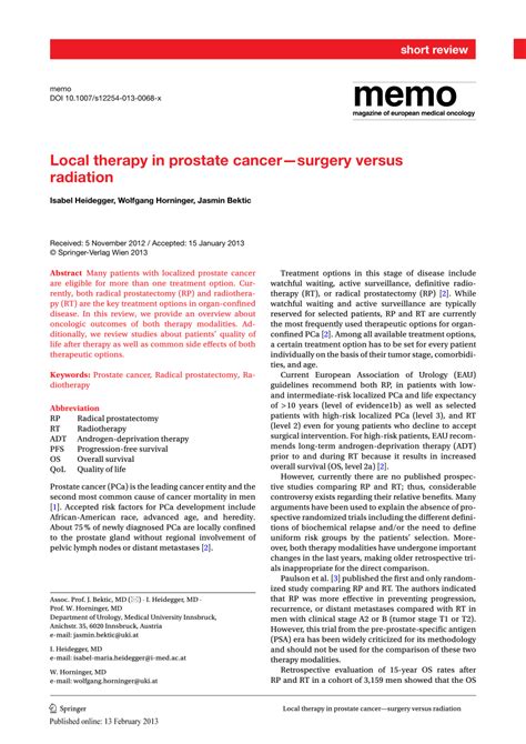 Prostate Cancer Surgery Vs Radiation Cancerwalls