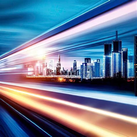 Premium AI Image Speeding Train Illuminates Futuristic City Skyline