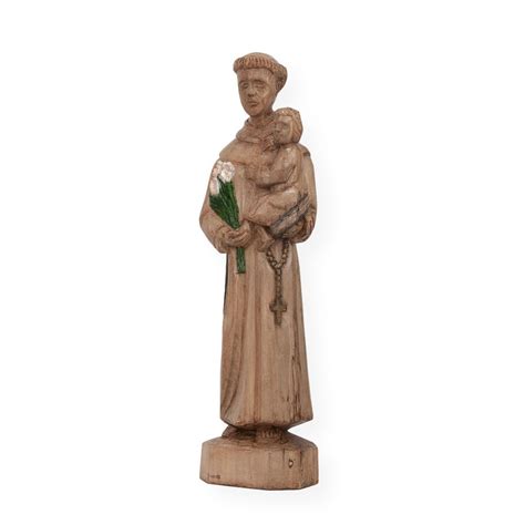 Escultura Madeira Santo Antônio e Menino Jesus c Elo