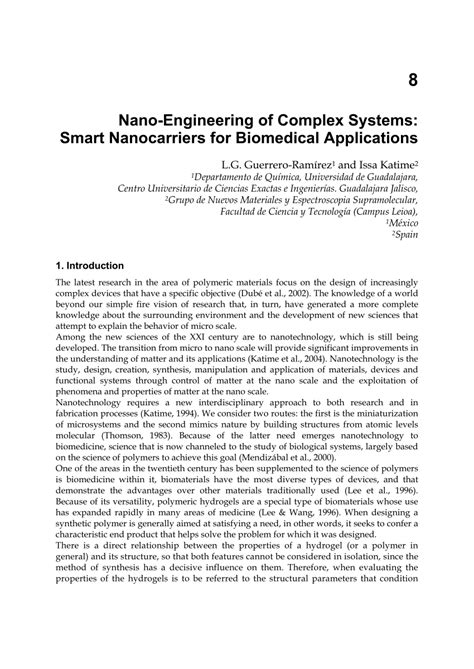 Pdf Nano Engineering Of Complex Systems Smart Nanocarriers For