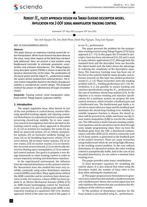 pdf robust h∞ fuzzy approach design via takagi‐sugeno descriptor