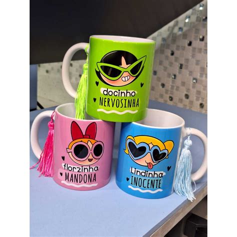 Caneca Xícara Porcelana Meninas Super Poderosas Debochadas Docinho