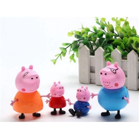 4 Bonecos Peppa Pig E Família Em Miniatura Papai Pig mamãe Pig Pepa