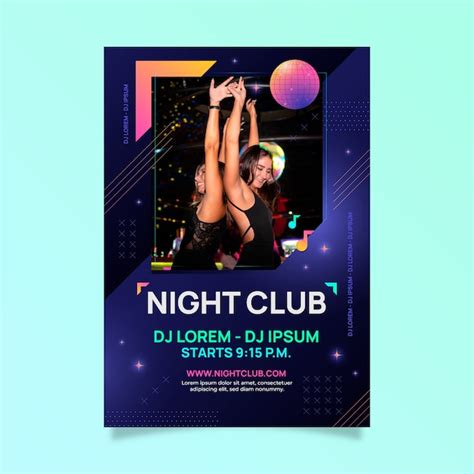 Free Vector Gradient Night Club Poster