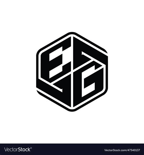Eg Logo Monogram Hexagon Shape With Ornament Vector Image