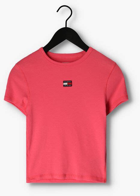 Roze Tommy Jeans T Shirt Tjw Bby Rib Xs Badge Omoda