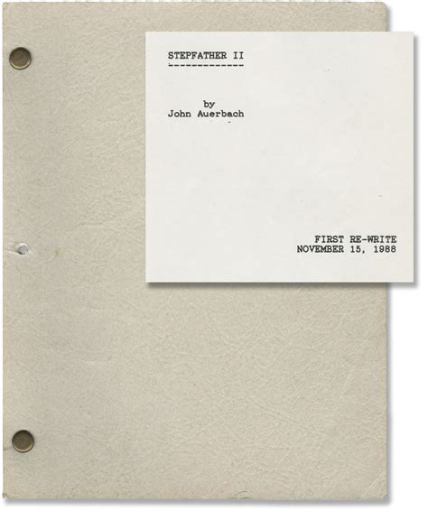 The Stepfather Ii Original Screenplay For The 1989 Film Von Jeff Burr